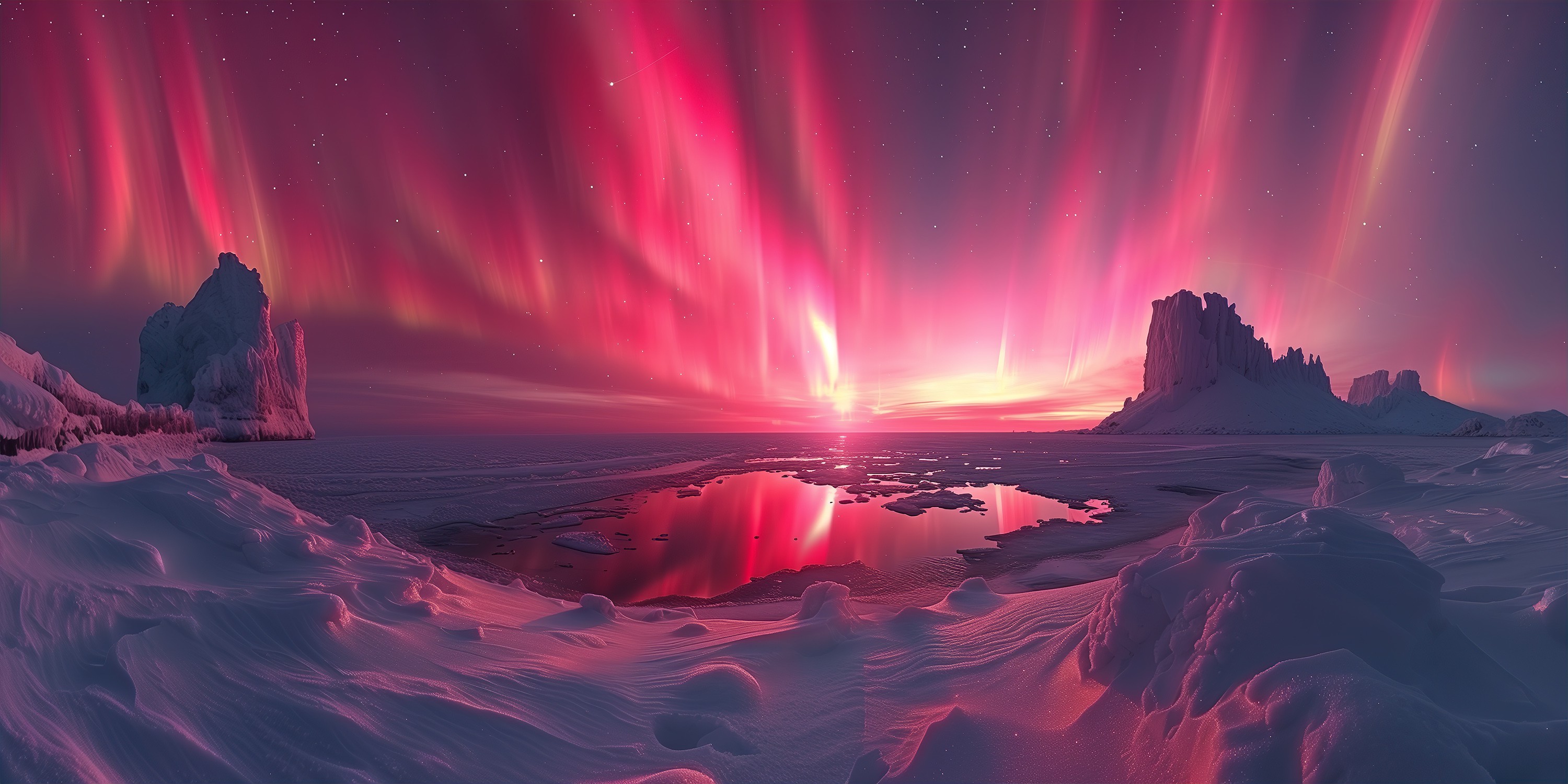 Fototapeta Różowa Zorza Polarna